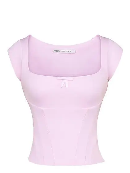 House Of Cb Cap Sleeve Corset Jersey Top - Pink