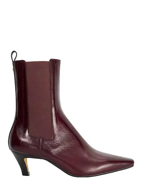 DUNE Odele Heeled Patent-leather Ankle Boots - Dark Red Leather