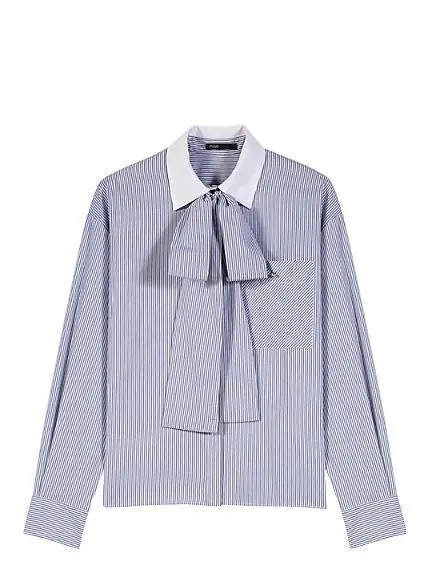 Maje Striped Cotton-blend Shirt - Light Blue