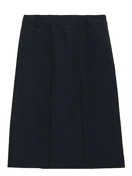 Prada Hopsack Wool Midi Skirt - Blue
