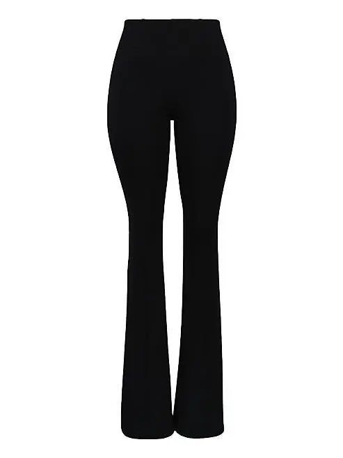 House Of Cb Fitted Flared-leg Stretch-woven Trousers - Black