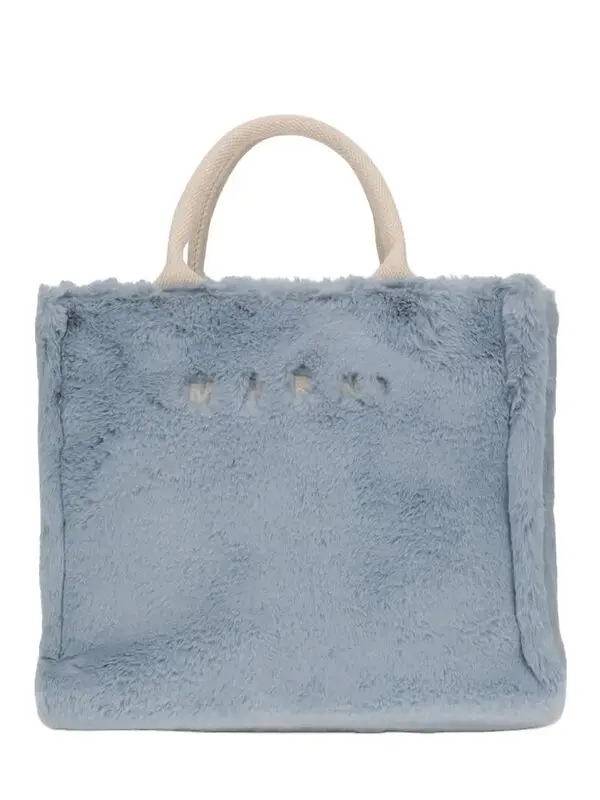 Marni Fur-trimmed Tote Bag - Blue