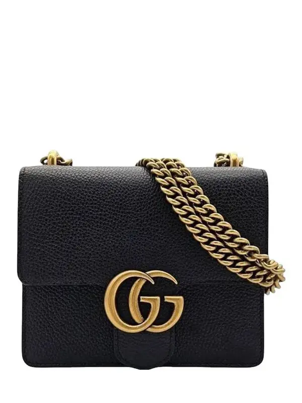 Gucci Gg Marmont Small Shoulder Bag Antique Goldtone - Black