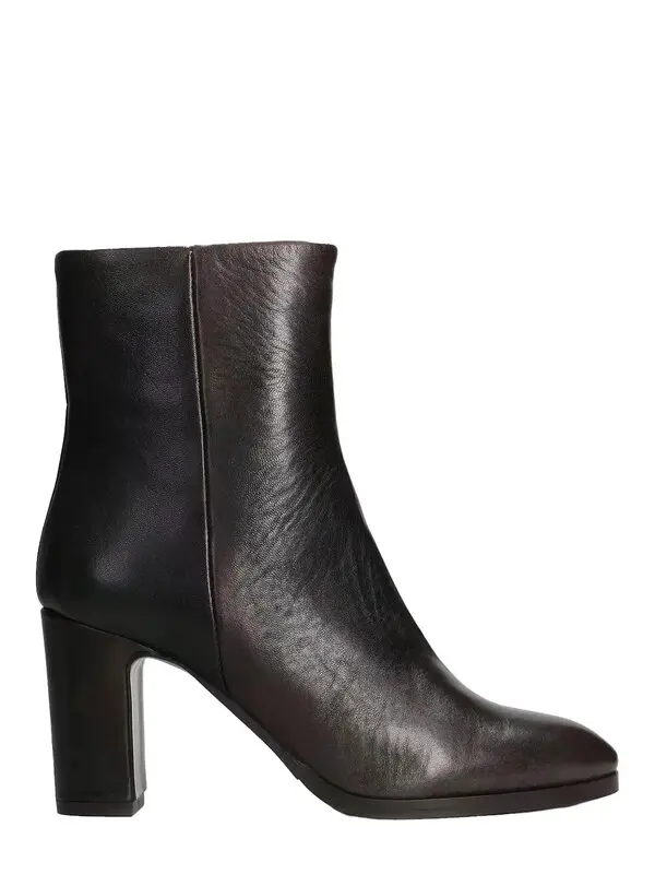 JULIE DEE 75mm Leather Zip-fastening Block-heel Ankle Boots - Brown