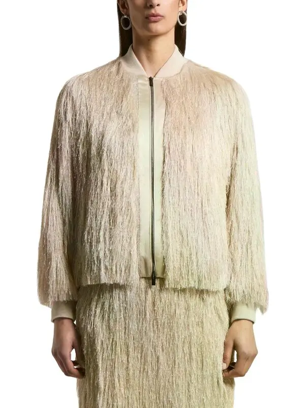 Peserico Fringed Bomber Jacket - Neutrals