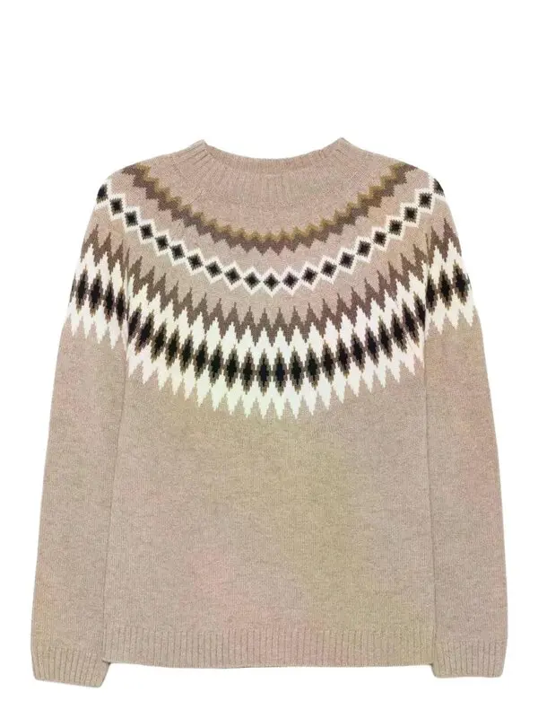 BEYOU Fair Isle Pattern Sweater - Neutrals