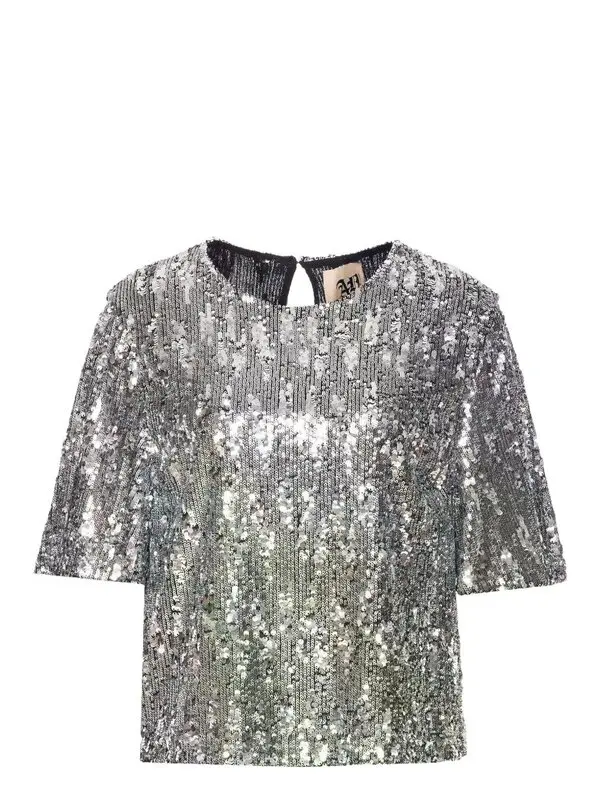 ANIYE BY Sequin-embellished Short-sleeve Top - Silver