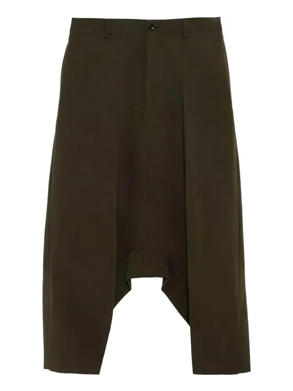 Comme Des Garçons Wool Drop-crotch Trousers - Green