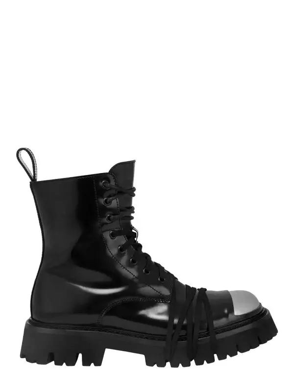 Moschino Lace-up Metal-toe Combat Boots - Black