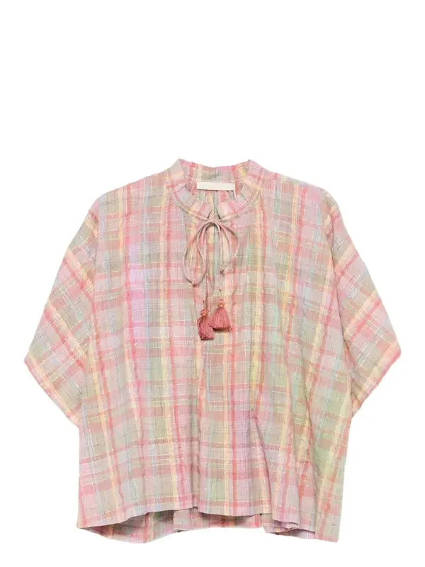 Vanessa Bruno Tassels Checked Top - Pink