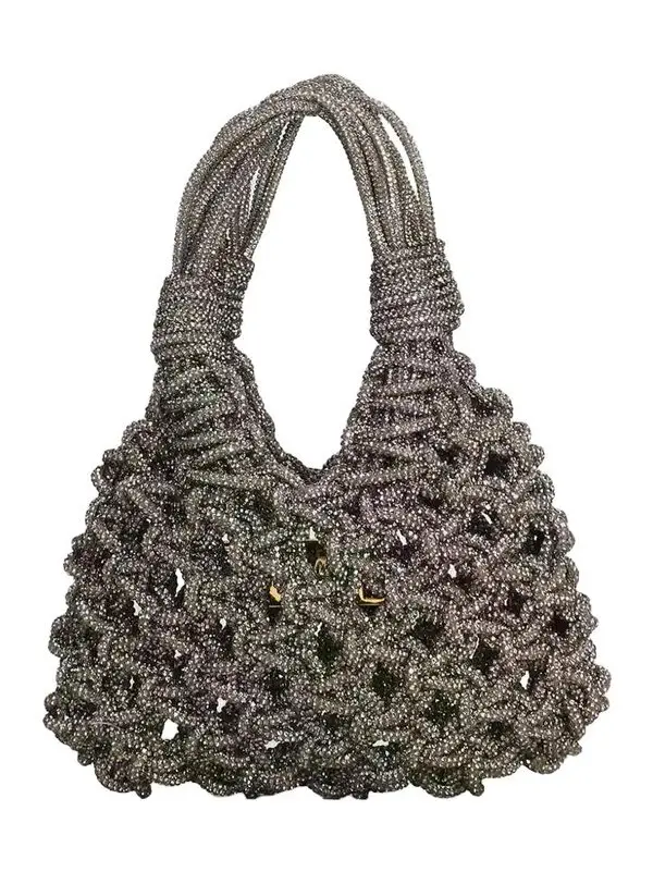 HIBOURAMA Knotted Embellished Tote - Grey