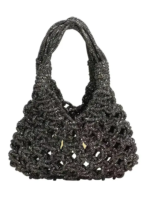 HIBOURAMA Vannifique Beaded Knotted Tote Bag - Black