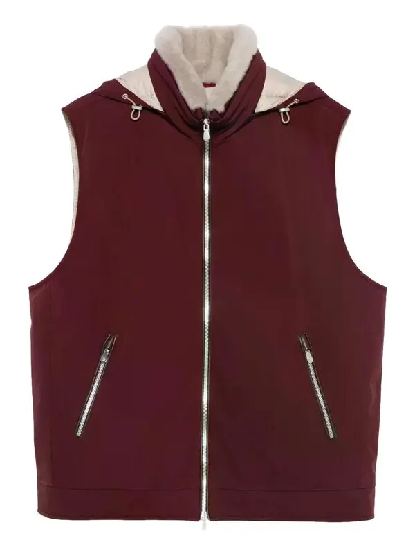 Brunello Cucinelli Hooded Zip-front Gilet - Red