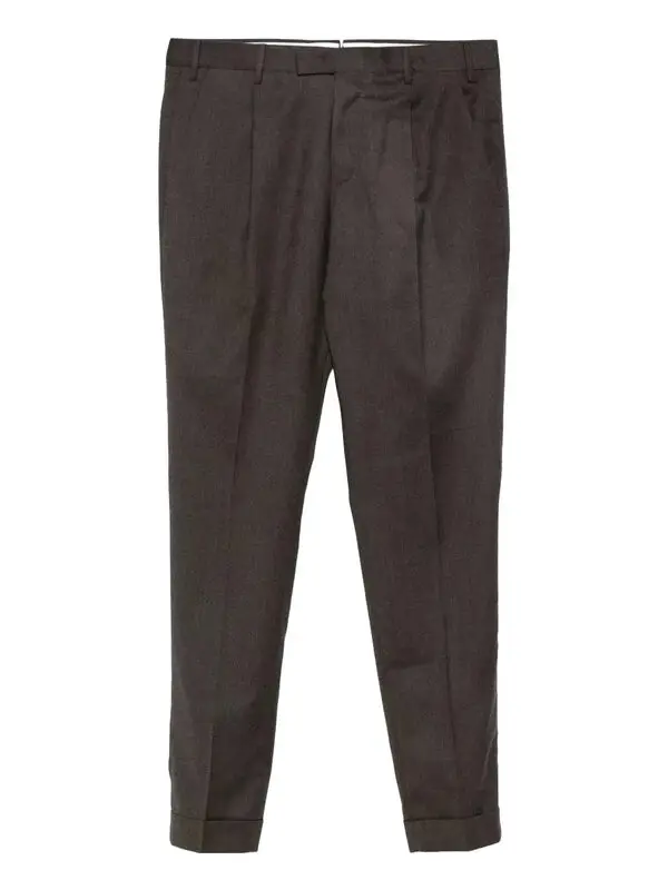 PT TORINO Virgin Wool Blend Straight-leg Trousers - Brown