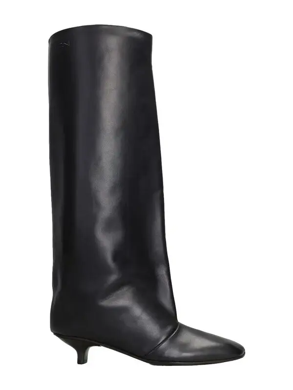 Vicini Square-toe Leather Boots - Black