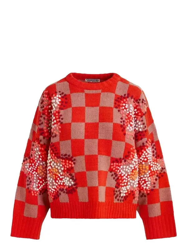 Essentiel Antwerp Inter Checkerboard Wool-blend Sweater - Red