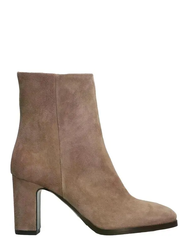JULIE DEE Block Heel Suede Boots - Neutrals