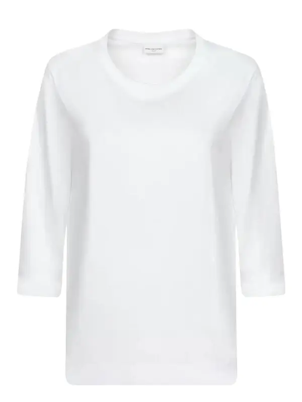 Dries Van Noten Three-quarter Sleeve Cotton T-shirt - White