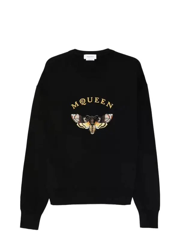 Alexander McQueen Moth-motif Cotton Sweatshirt - Black