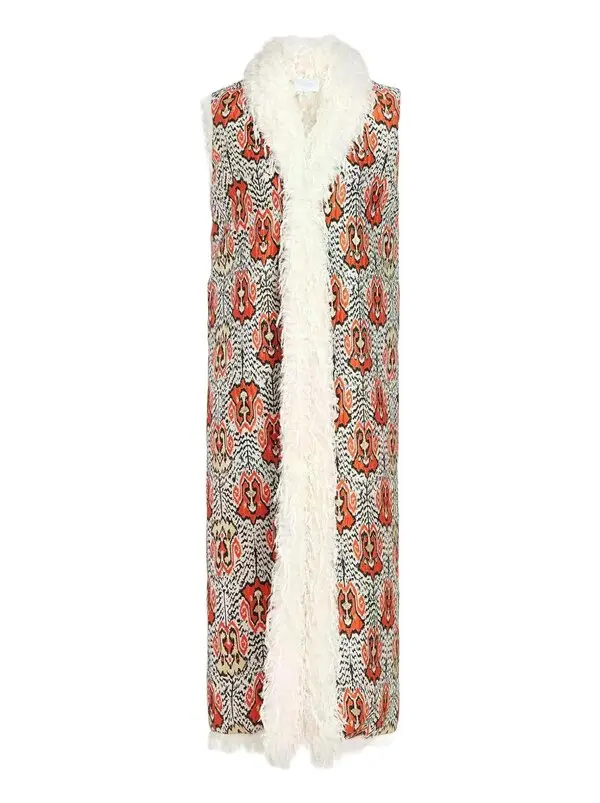 Giambattista Valli Ikat Jacquard Sleeveless Coat - Grey