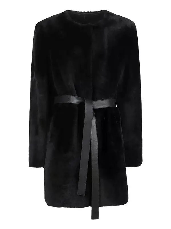 DESA 1972 Belted Leather Coat - Black