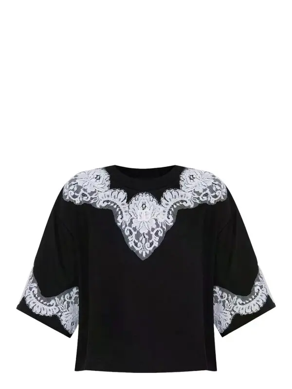 Dolce & Gabbana Lace-appliqué T-shirt - Blue