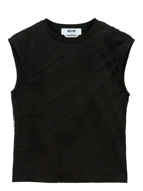MSGM Mesh-overlay Tank Top - Black