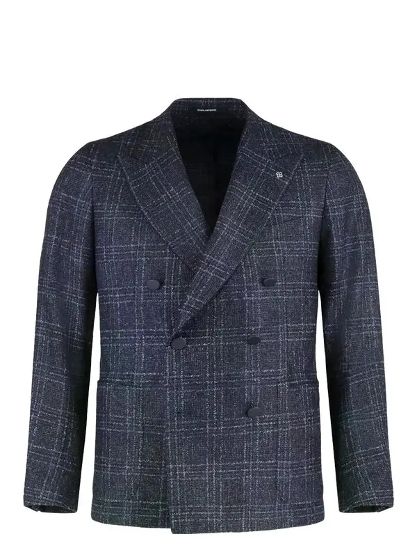 Tagliatore Double-breasted Checked Jacket - Blue