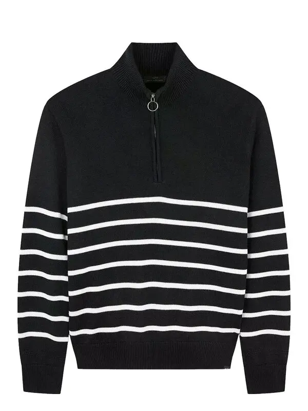 Paul & Shark Half-zip Striped Sweater - Black