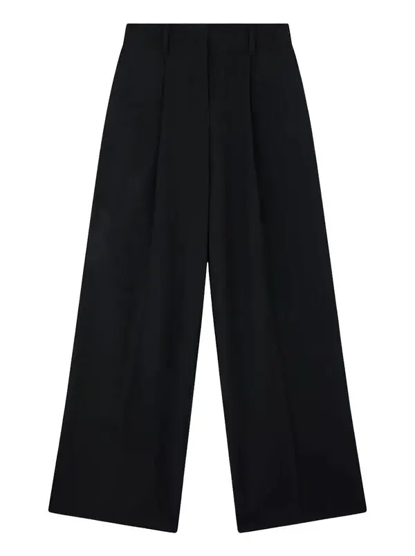 Paul & Shark Pleated Wide-leg Trousers - Black