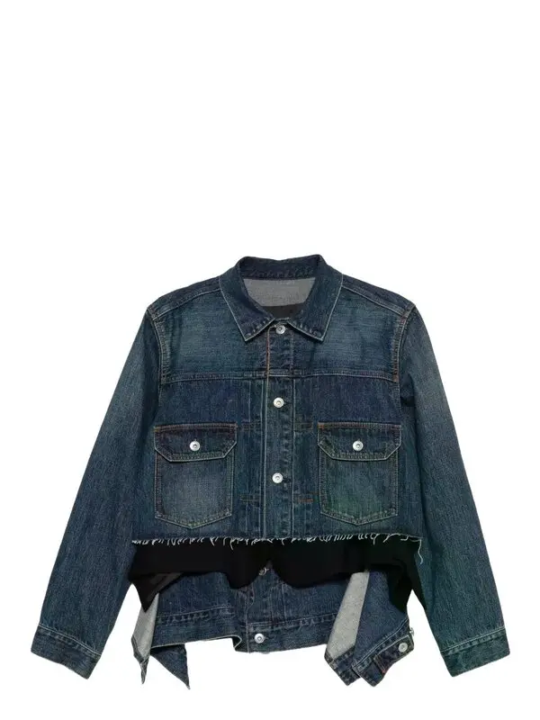 Sacai Frayed Denim Jacket - Blue