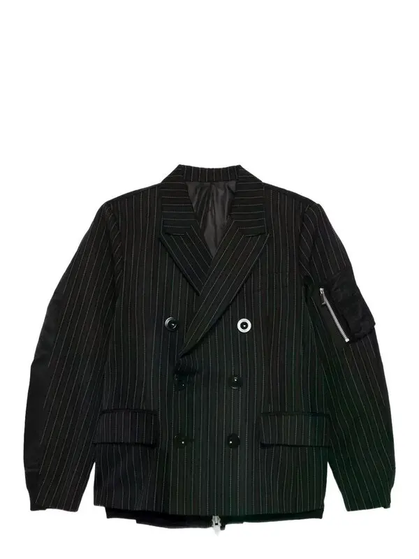 Sacai Pinstripe Double-breasted Jacket - Black