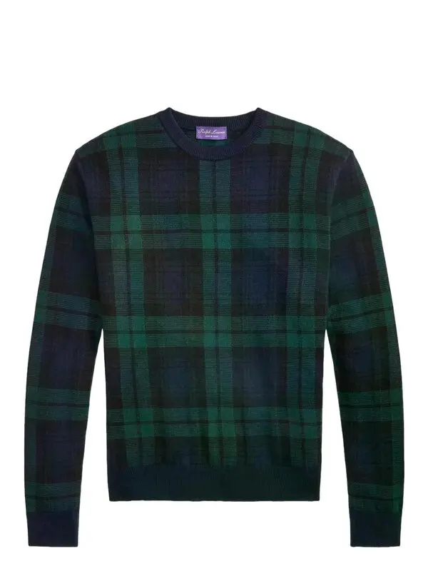 Ralph Lauren Purple Label Plaid Cashmere Sweater - Green