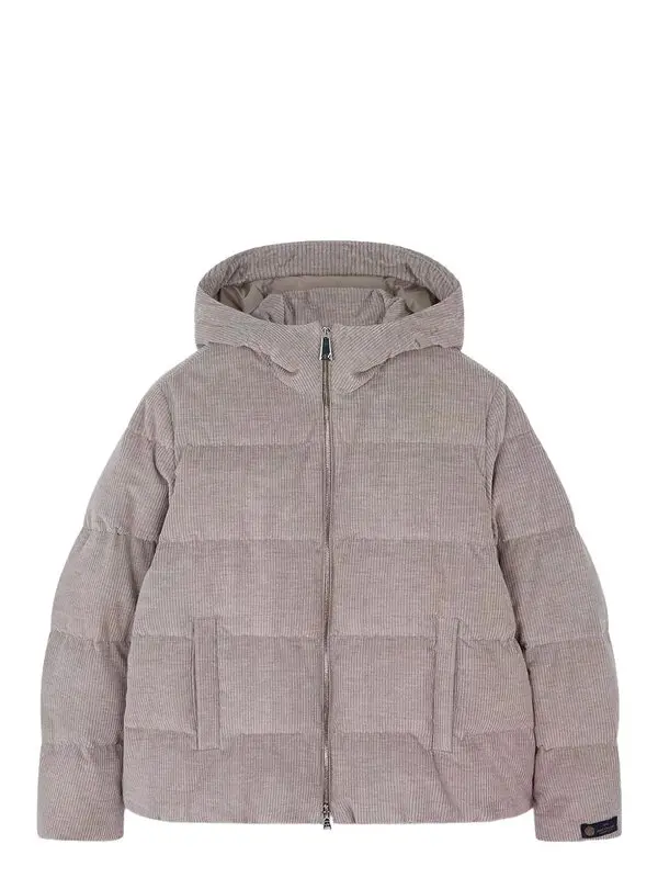 Paul & Shark Hooded Corduroy Puffer Jacket - Neutrals
