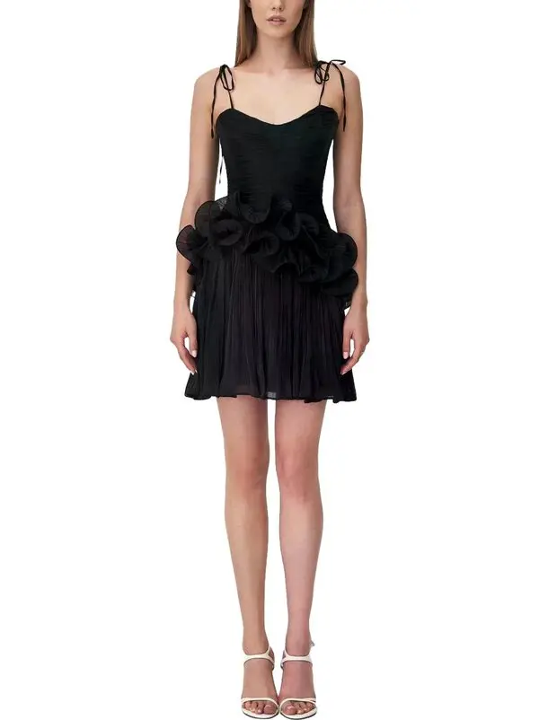 ANA RADU Ruffled-detail Mini Dress - Black