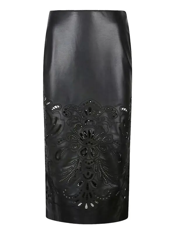 ERMANNO FIRENZE Laser-cut Midi Skirt - Black