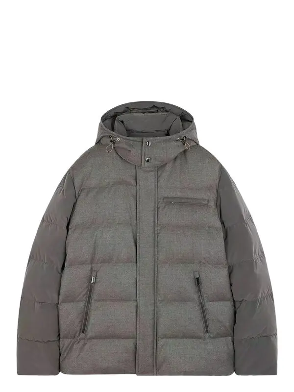 Paul & Shark Hooded Puffer Jacket - 090b Taupe Suede