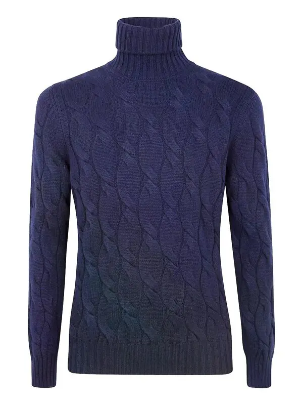 BARBA NAPOLI Cable-knit Turtleneck Sweater - Blue