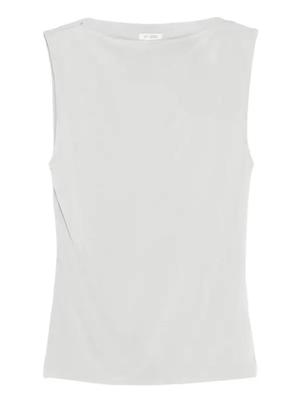 ST. AGNI Boat-neck Jersey Top - Grey