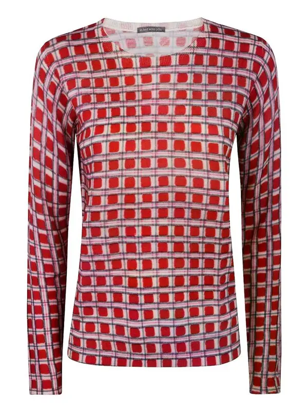 IN BED WITH YOU Geometric-print Wool Sweater - Red