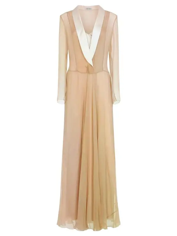 Alberta Ferretti V-neck Silk Maxi Dress - Neutrals
