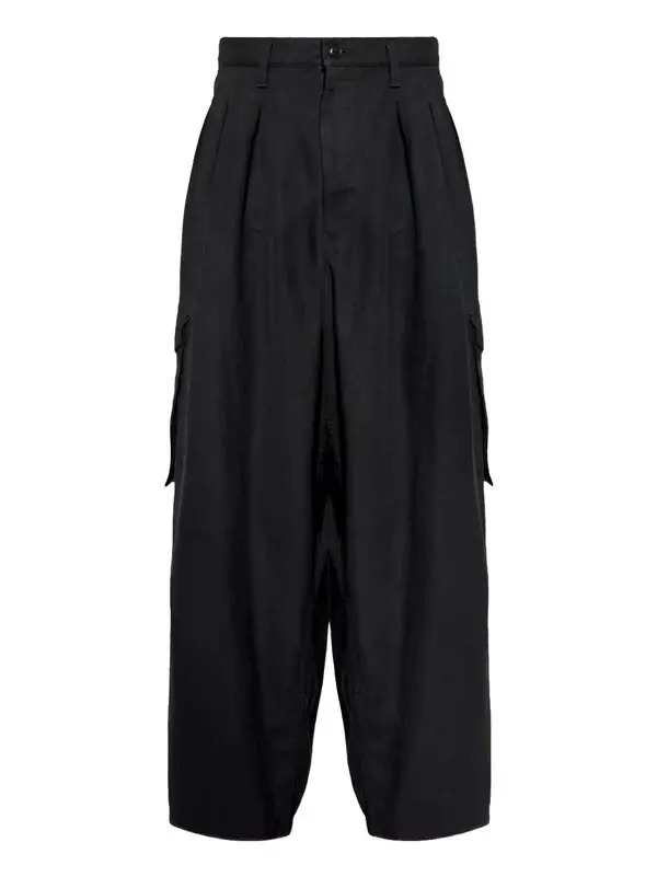 Yohji Yamamoto Pleated Cargo Trousers - Black