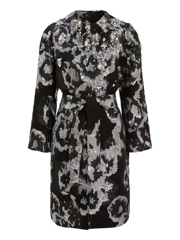 Jenny Packham Embellished Floral Coat - Black