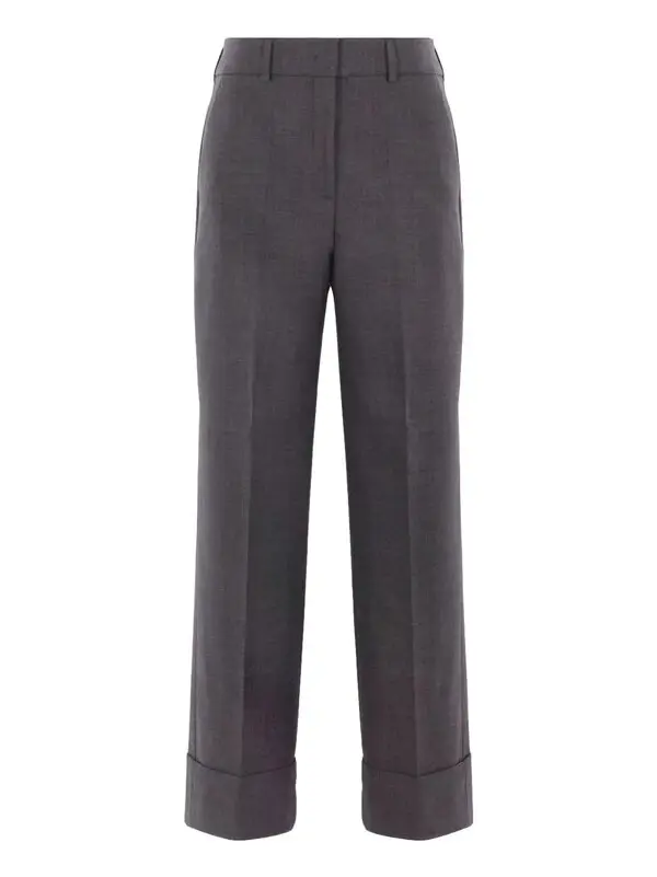 Incotex Cuffed Wool Trousers - Grey