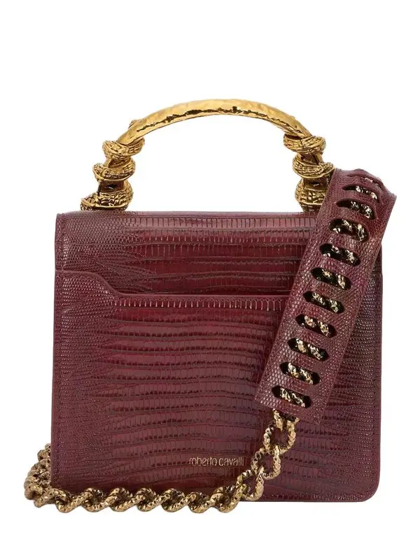 Roberto Cavalli Top-handle Shoulder Bag With Snake Embellishments - Red