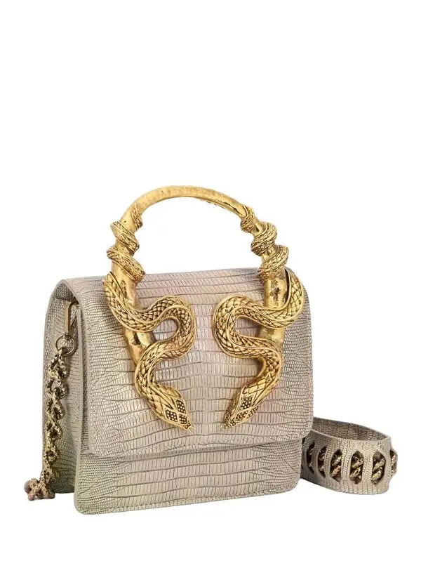 Roberto Cavalli Snake-embellished Shoulder Bag - Neutrals