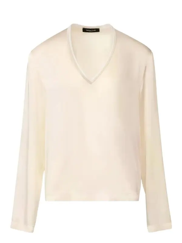 Fabiana Filippi V-neck Long-sleeve Top - Neutrals