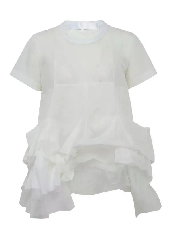 COMME DES GARÇONS TAO Tulle-paneled T-shirt - White
