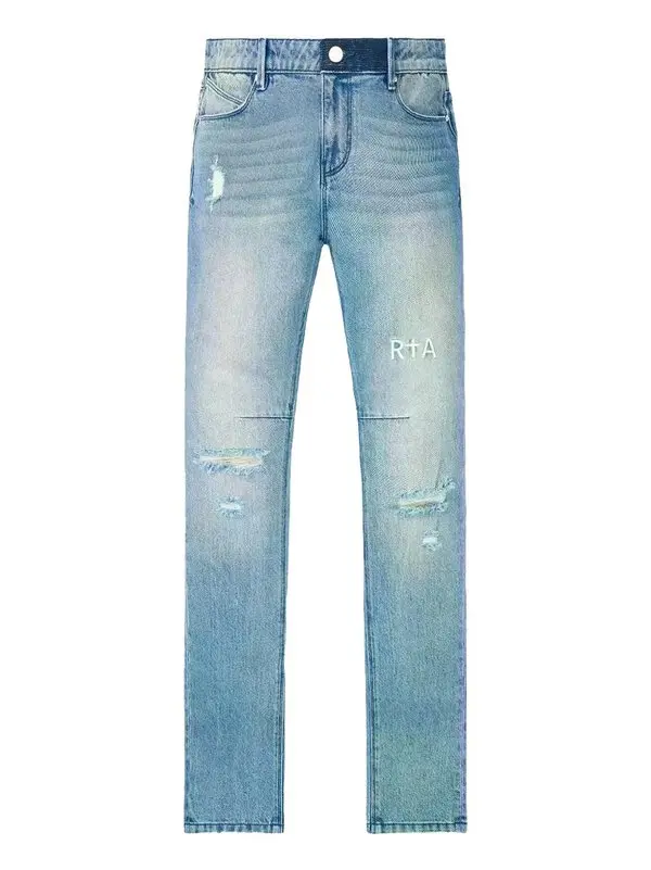 RtA Bryant Distressed Bootcut Jeans - Blue