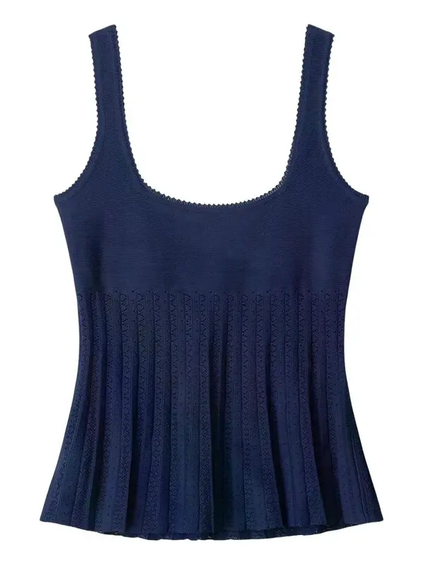 Staud Square-neck Pleated Top - Blue
